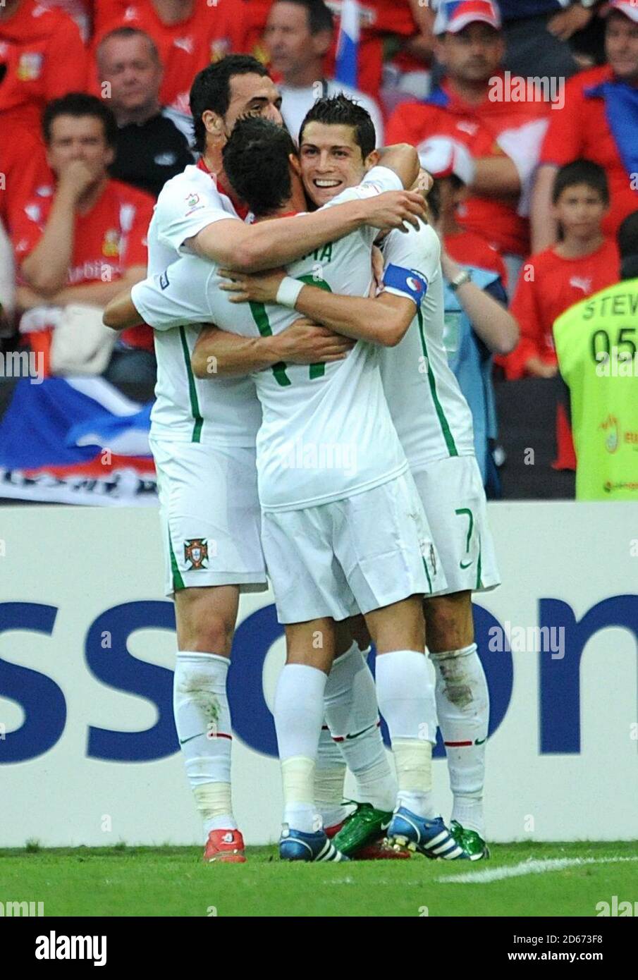 Portugal's Ricardo Quaresma celebrates scoring his sides third goal ...