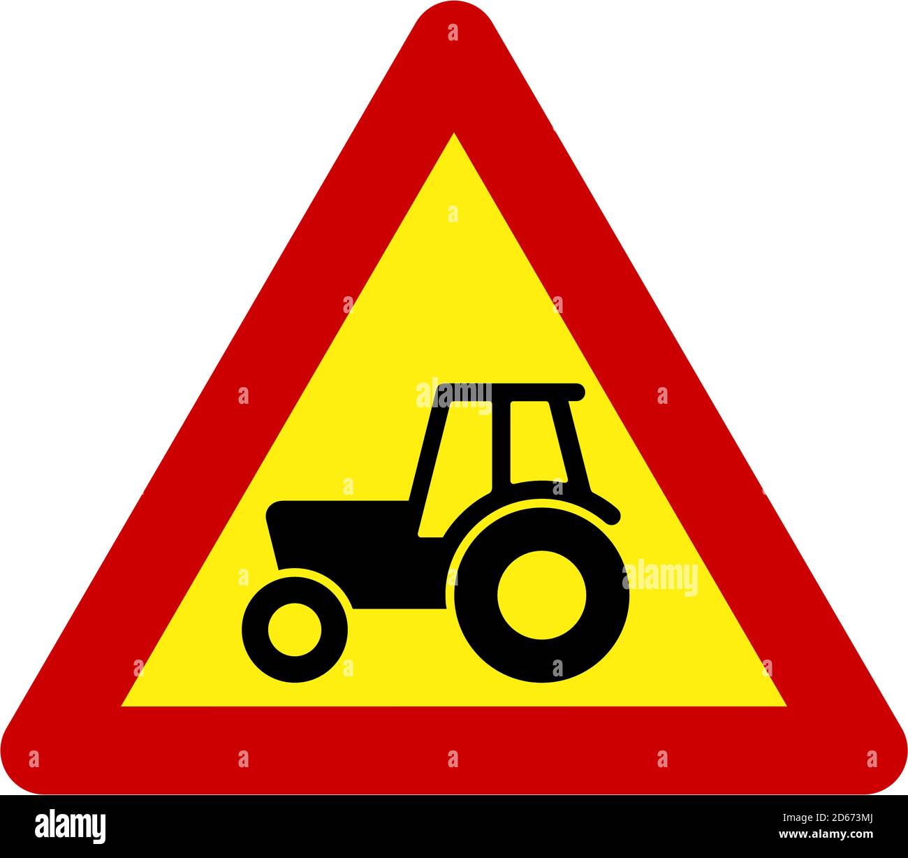 Warning sign with farm tractor symbol Stock Photo - Alamy