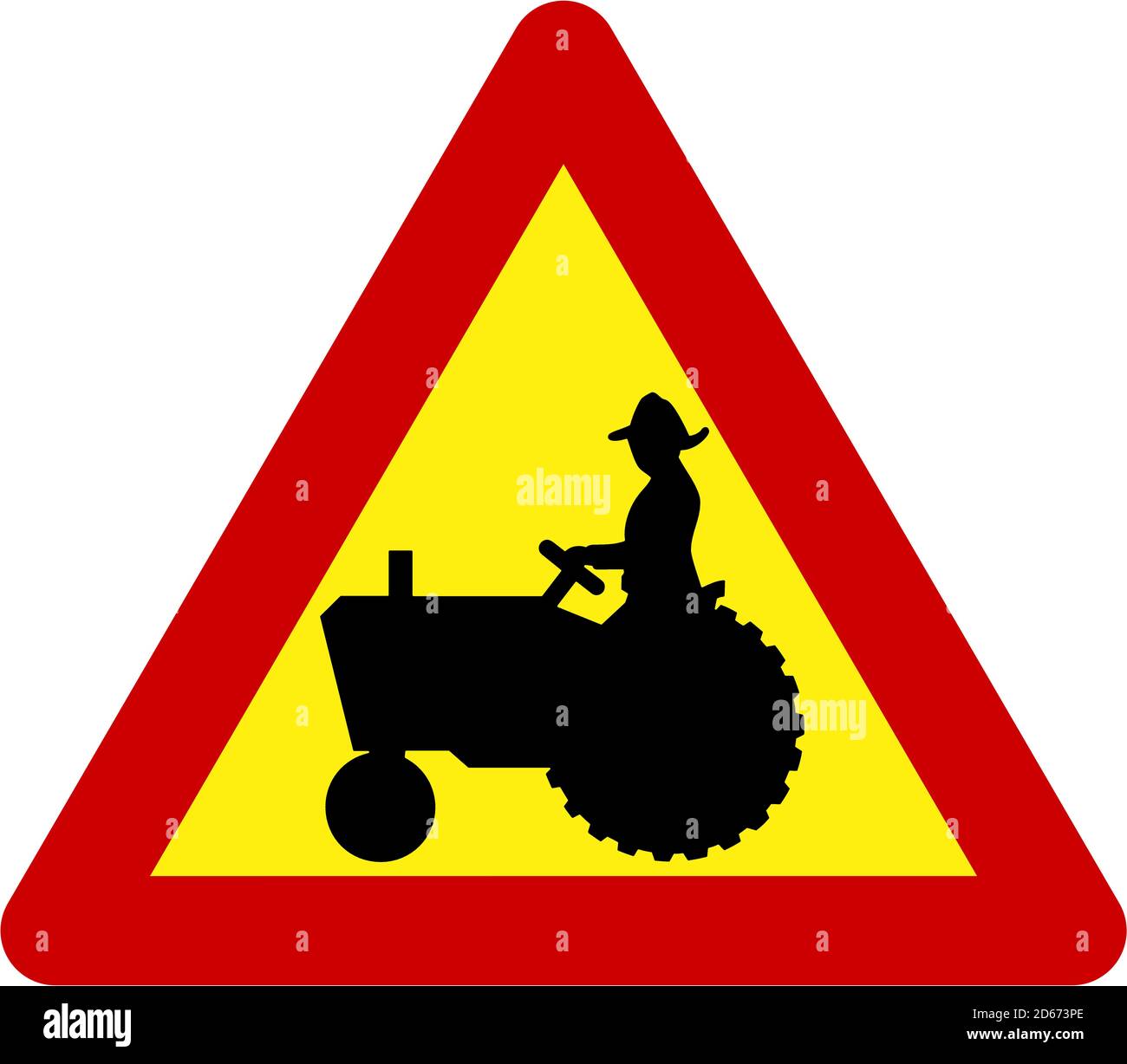 Warning sign with farm tractor symbol Stock Photo - Alamy
