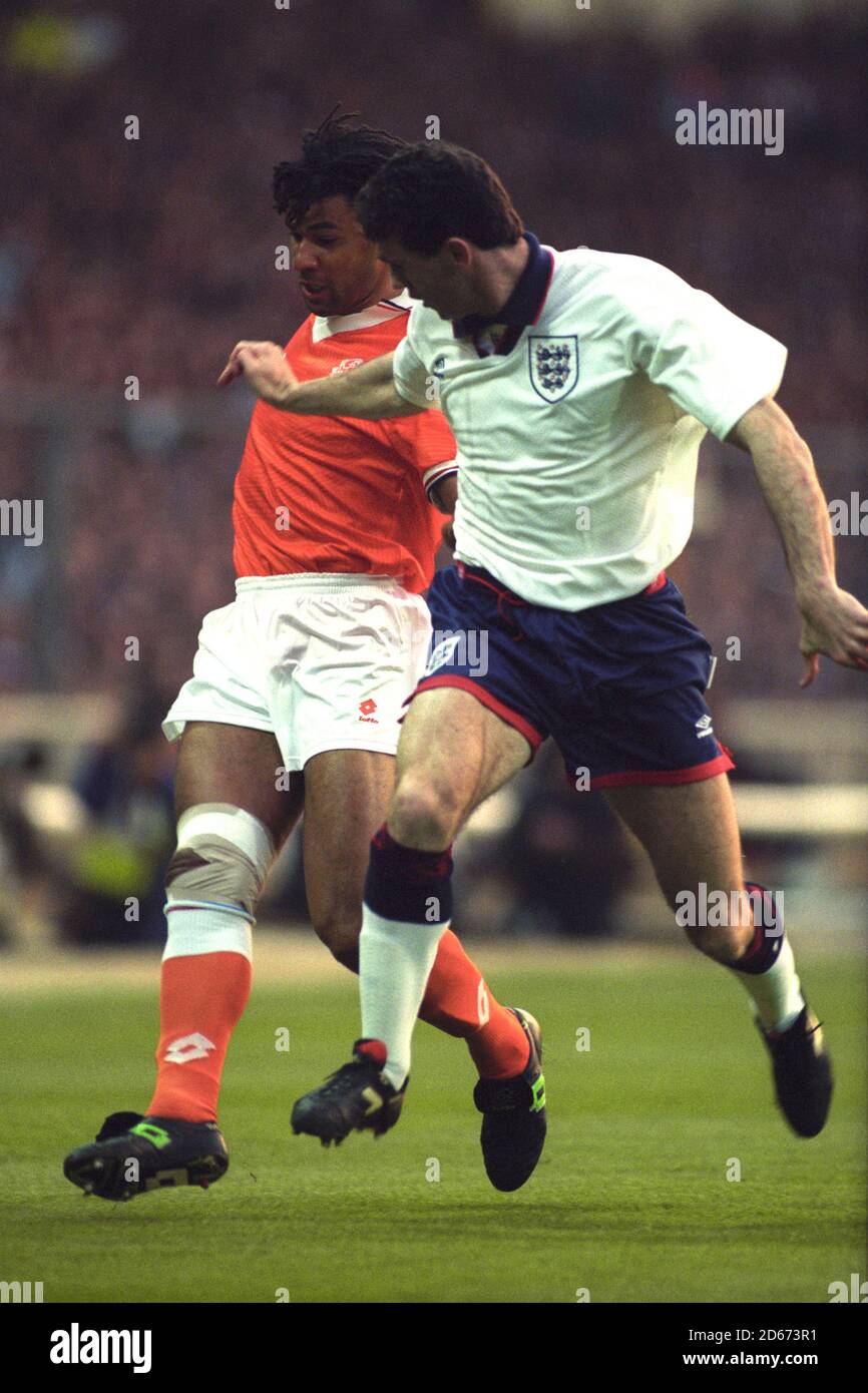 (L-R) Ruud Gullit, Netherlands, and Martin Keown, England Stock Photo ...