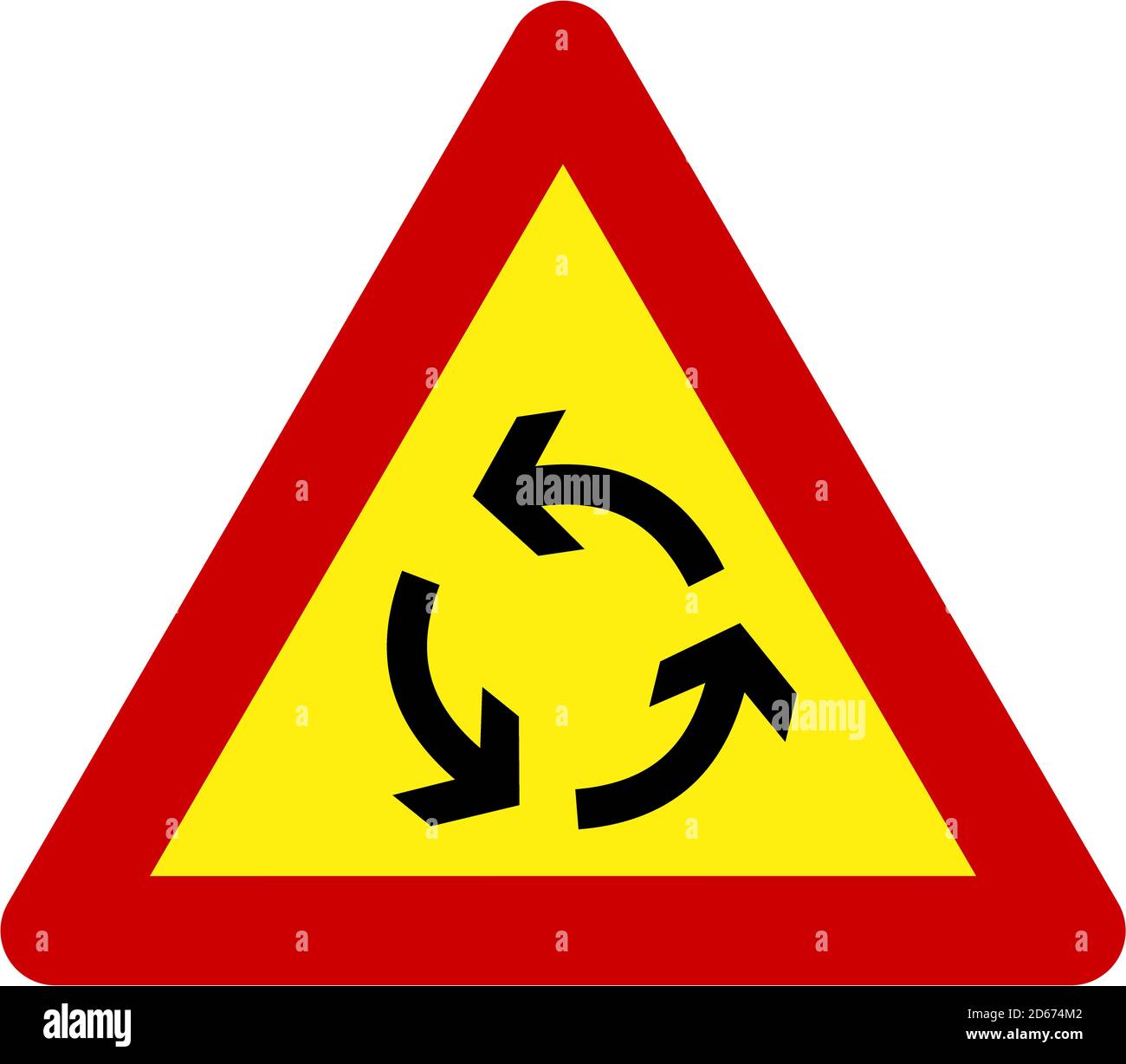 Warning sign with roundabout symbol Stock Photo - Alamy