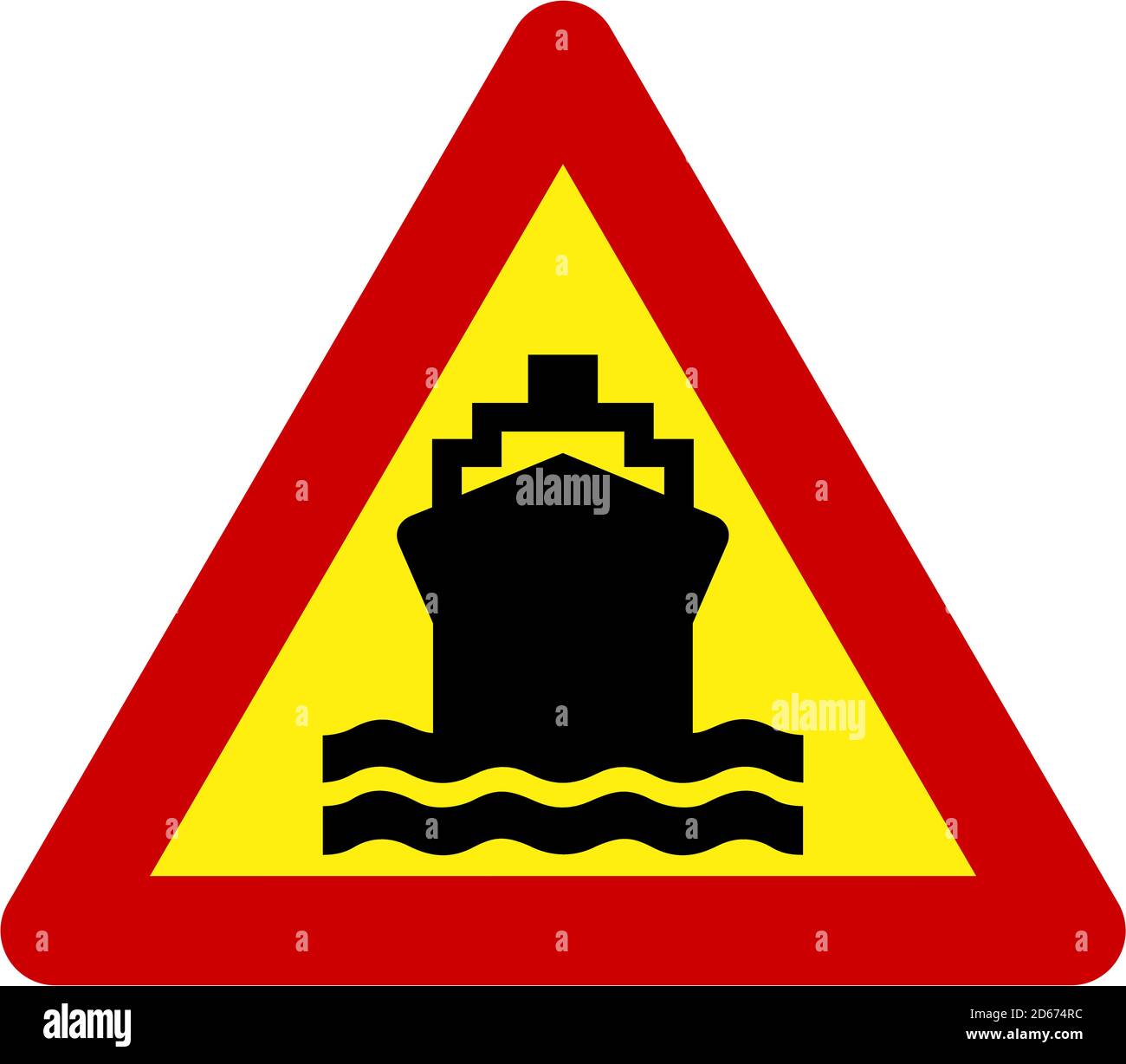 Warning sign with ship symbol Stock Photo - Alamy