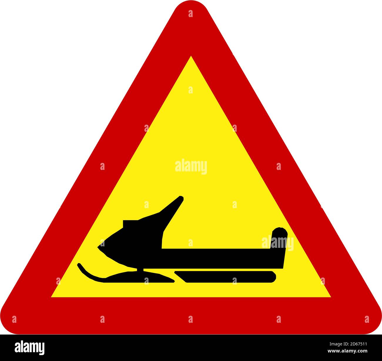 Warning sign with snowmobile symbol Stock Photo - Alamy