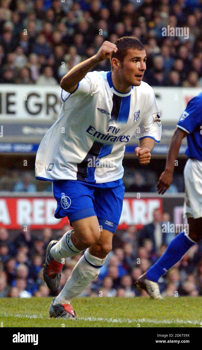 Chelsea's Adrian Mutu celebrates scoring the winning goal against ...