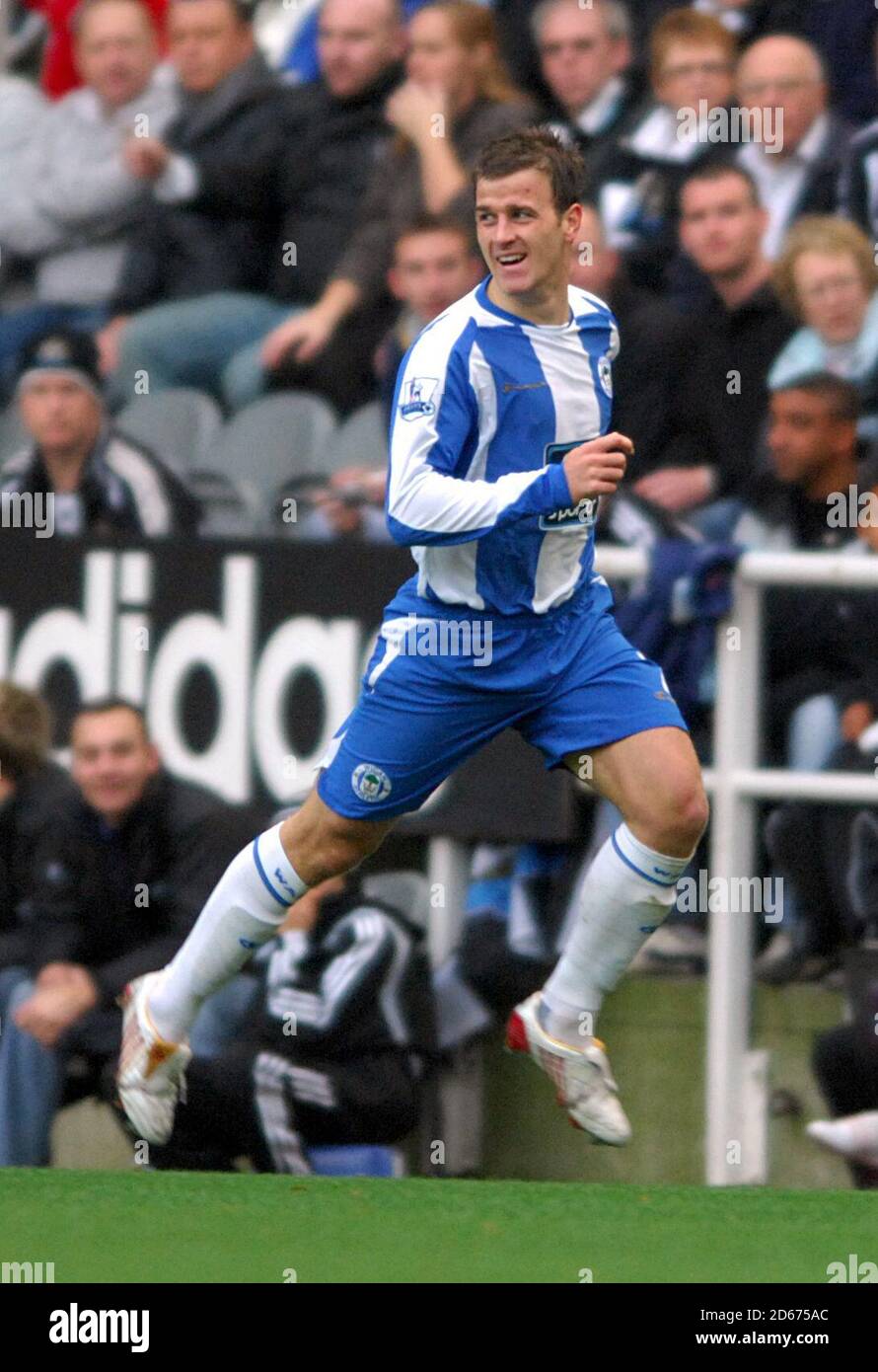Wigan Athletic's Ryan Taylor celebrates scoring the opening goal Stock ...