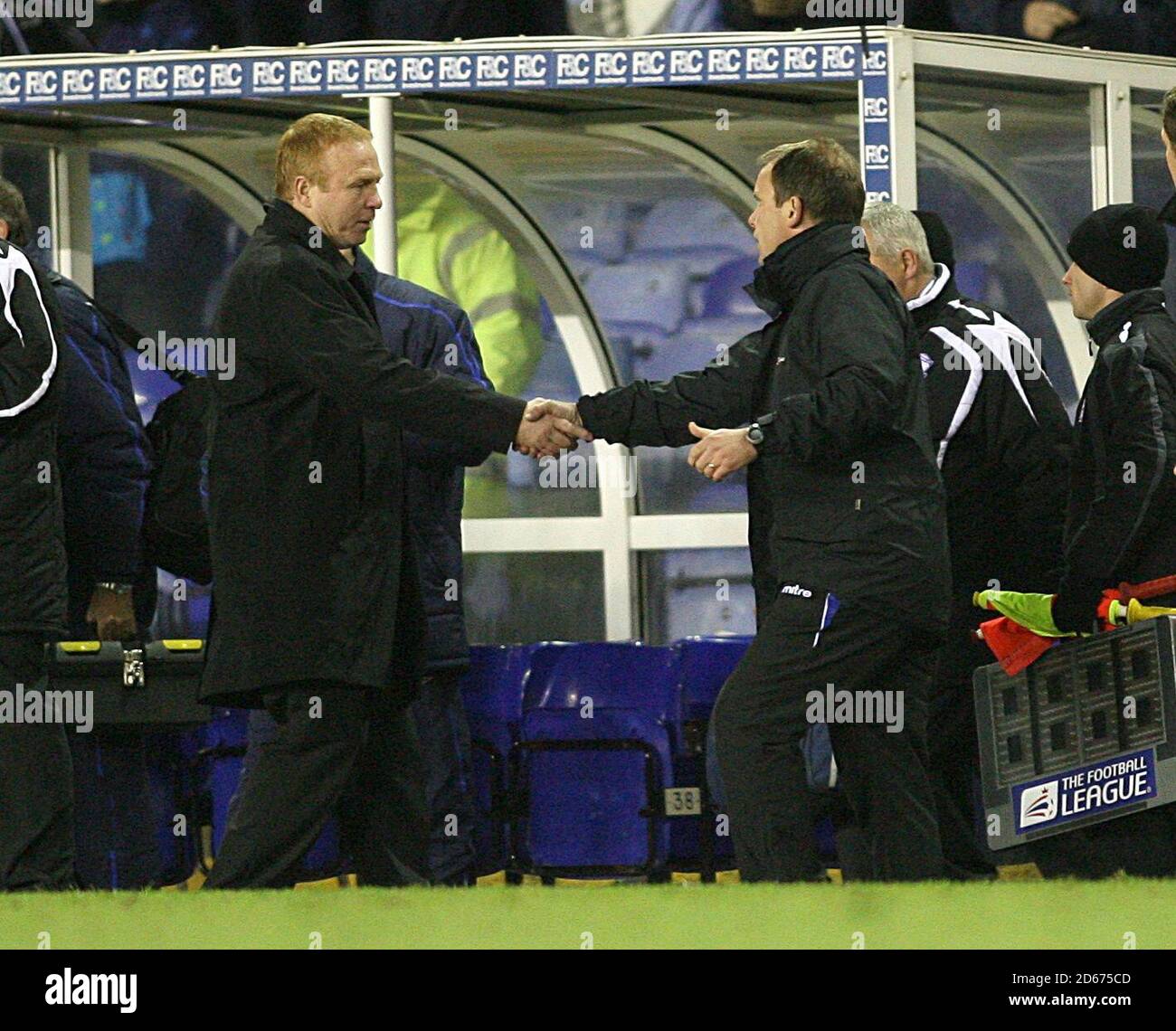 Ipswich Town manager Jim Magilton (l) shakes hands with Birmingham City ...