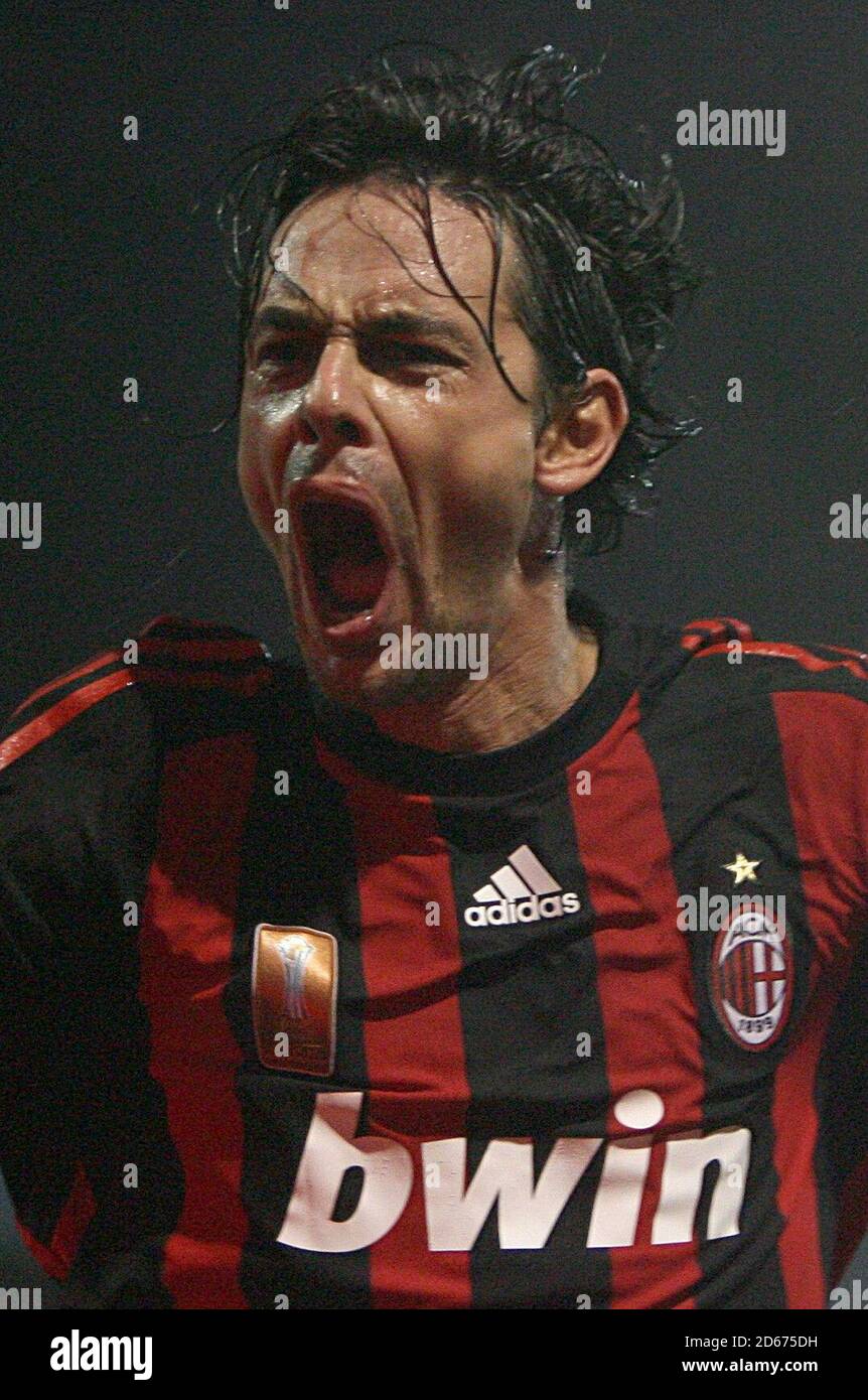 AC Milan's Filippo Inzaghi celebrates after scoring the second goal ...