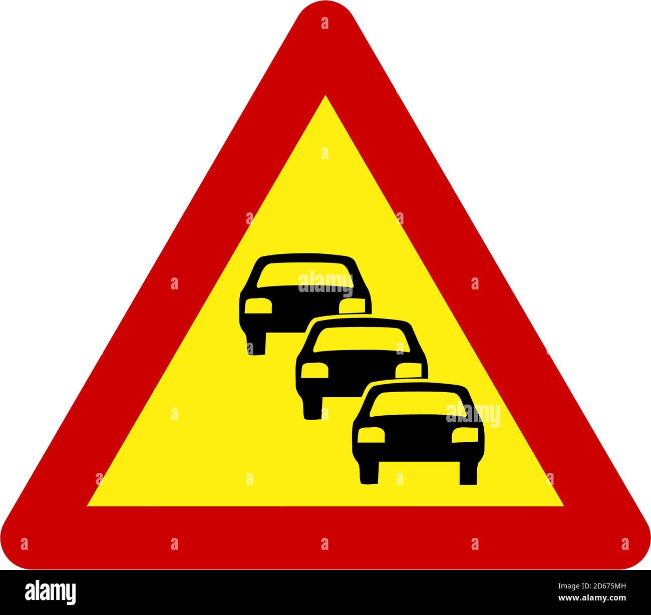 Warning sign with traffic queue symbol Stock Photo - Alamy
