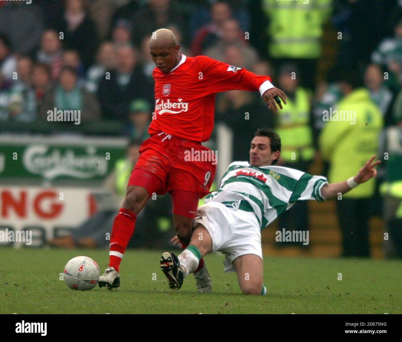 Yeovil Town's Nick Crittenden tackles Liverpool's El Hadji Diouf Stock ...