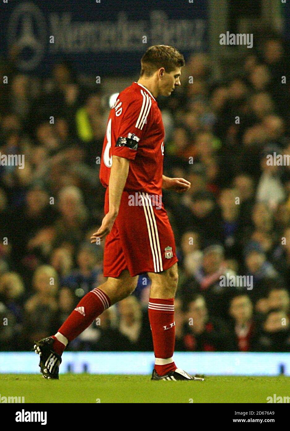 Liverpool's Steven Gerrard leaves the pitch due to an injury Stock ...