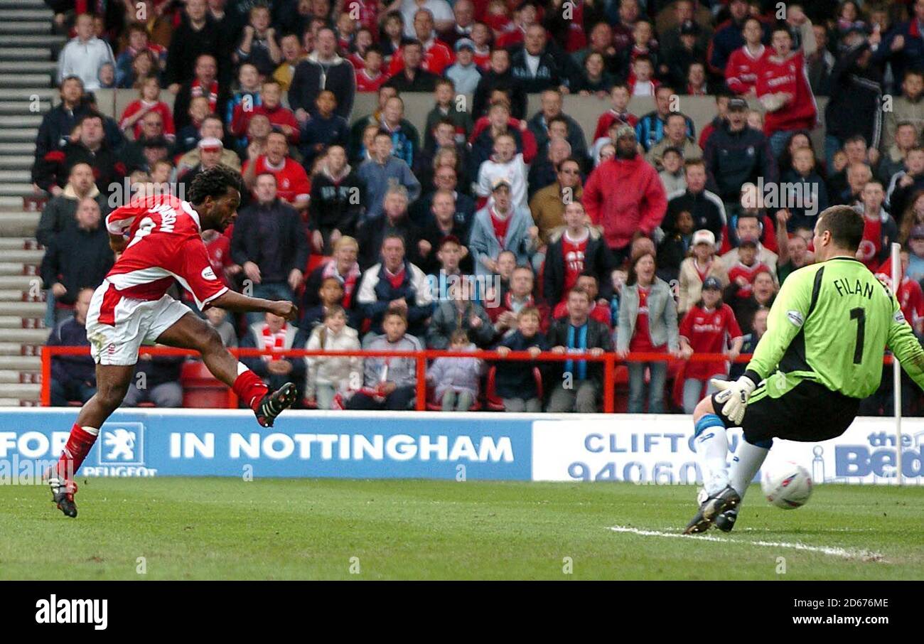 Nottingham forests david johnson shoots for goal hi-res stock ...