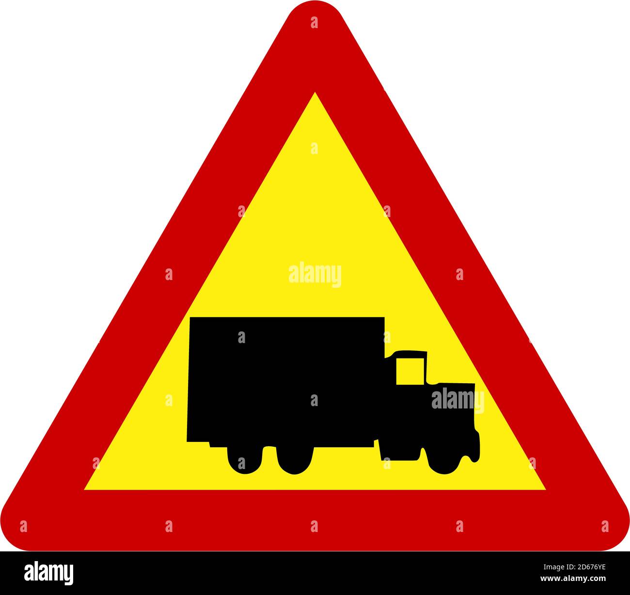 Warning sign with truck symbol Stock Photo - Alamy