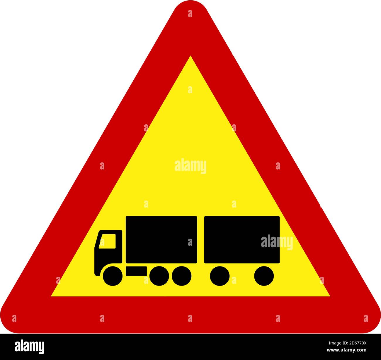 Warning sign with truck symbol Stock Photo - Alamy
