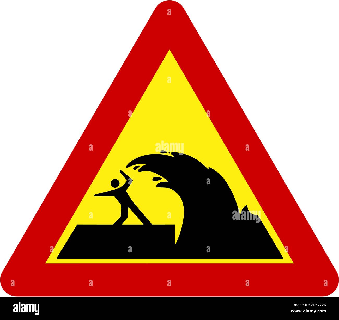 Warning Sign With Tsunami Stock Illustration Illustration Stock Photo