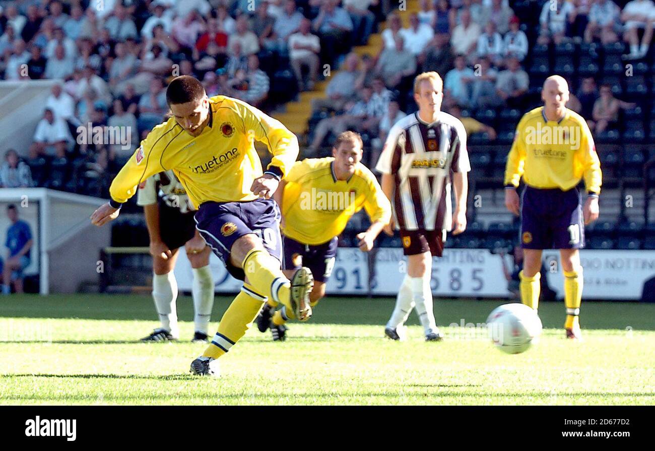 Chester City's Daryl Clare fires in his penalty only for it to be saved ...