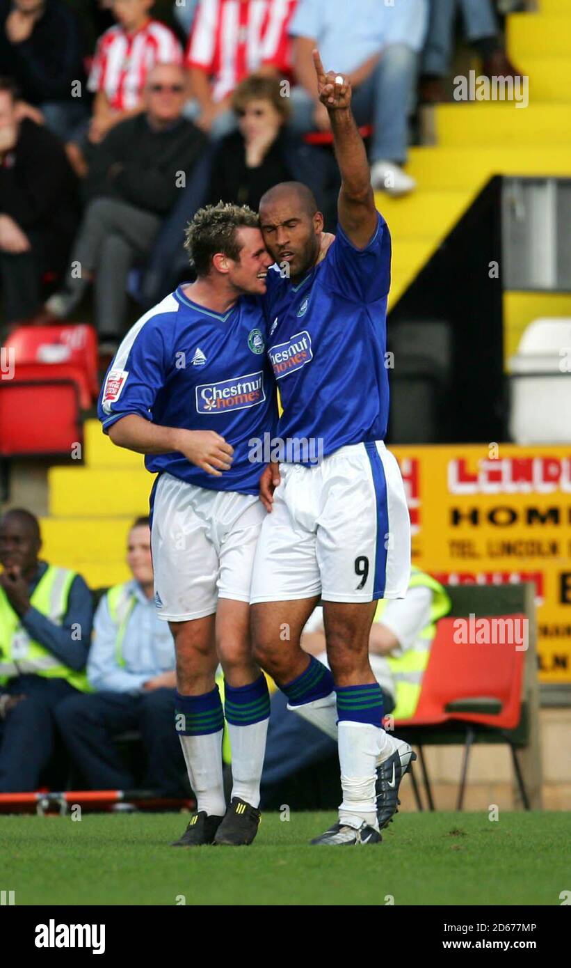 Boston United's Jason Lee celebrates scoring the equalising goal to ...