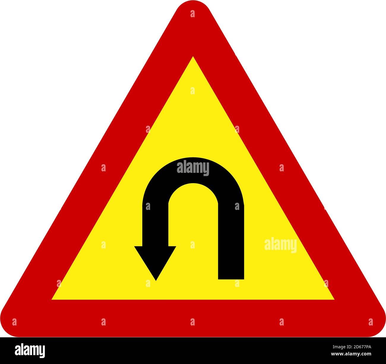 Warning sign with U-turn symbol Stock Photo - Alamy