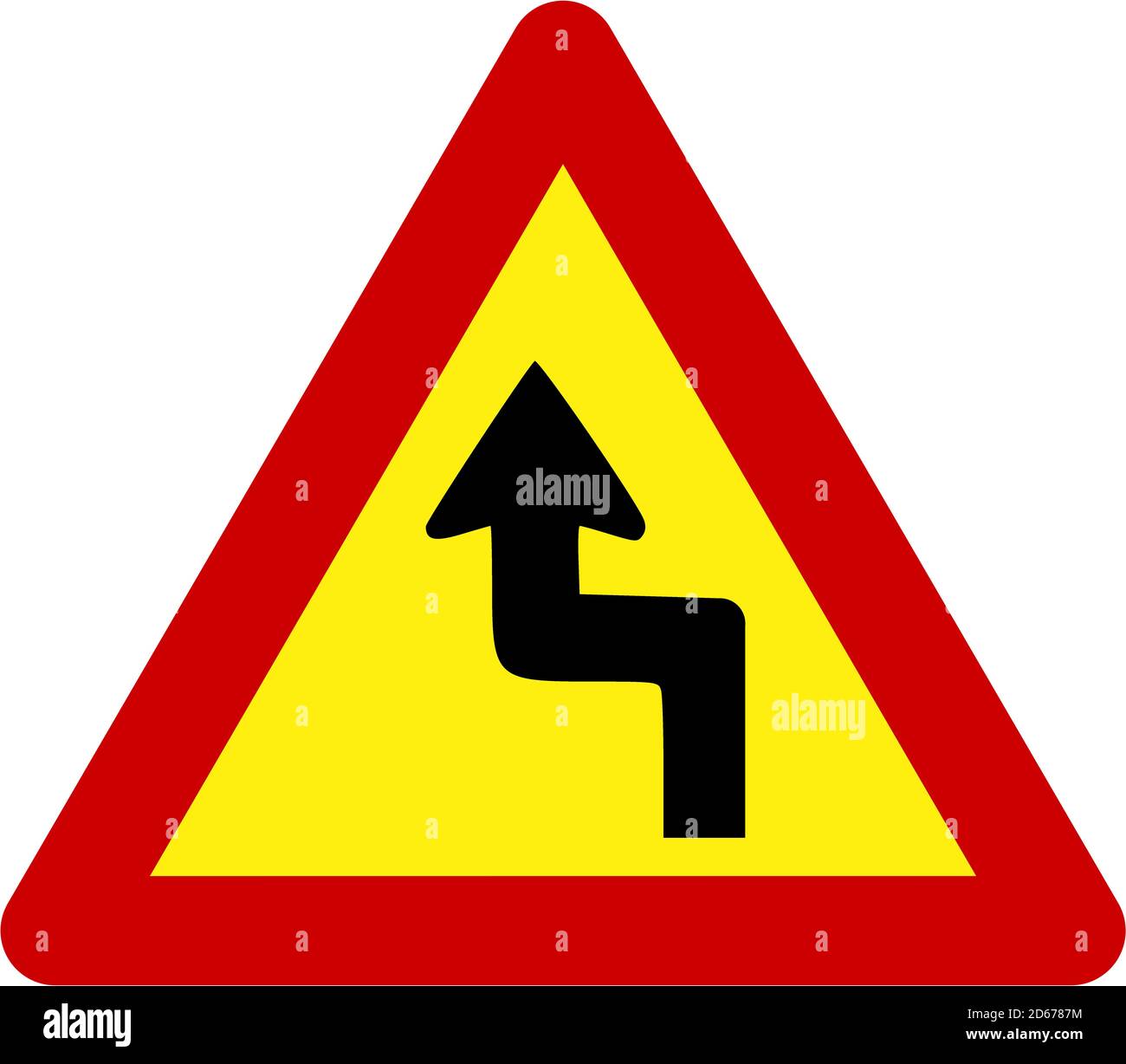 Warning sign with dangerous curves symbol Stock Photo - Alamy