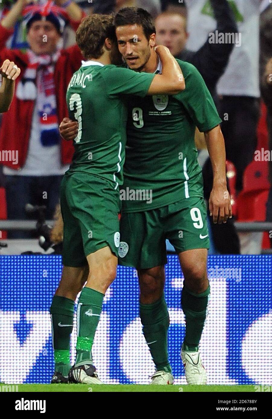 Slovenia's Zlatan Ljubijankic (right) celebrates with team mate Andrej ...
