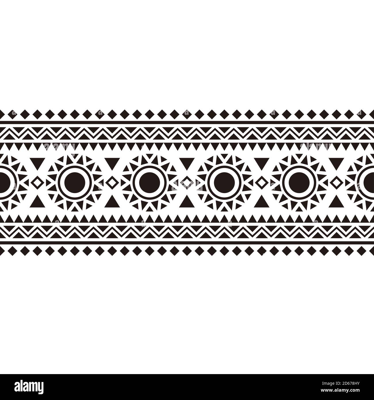 Stripe traditional motif with aztec style pattern in black white color ...