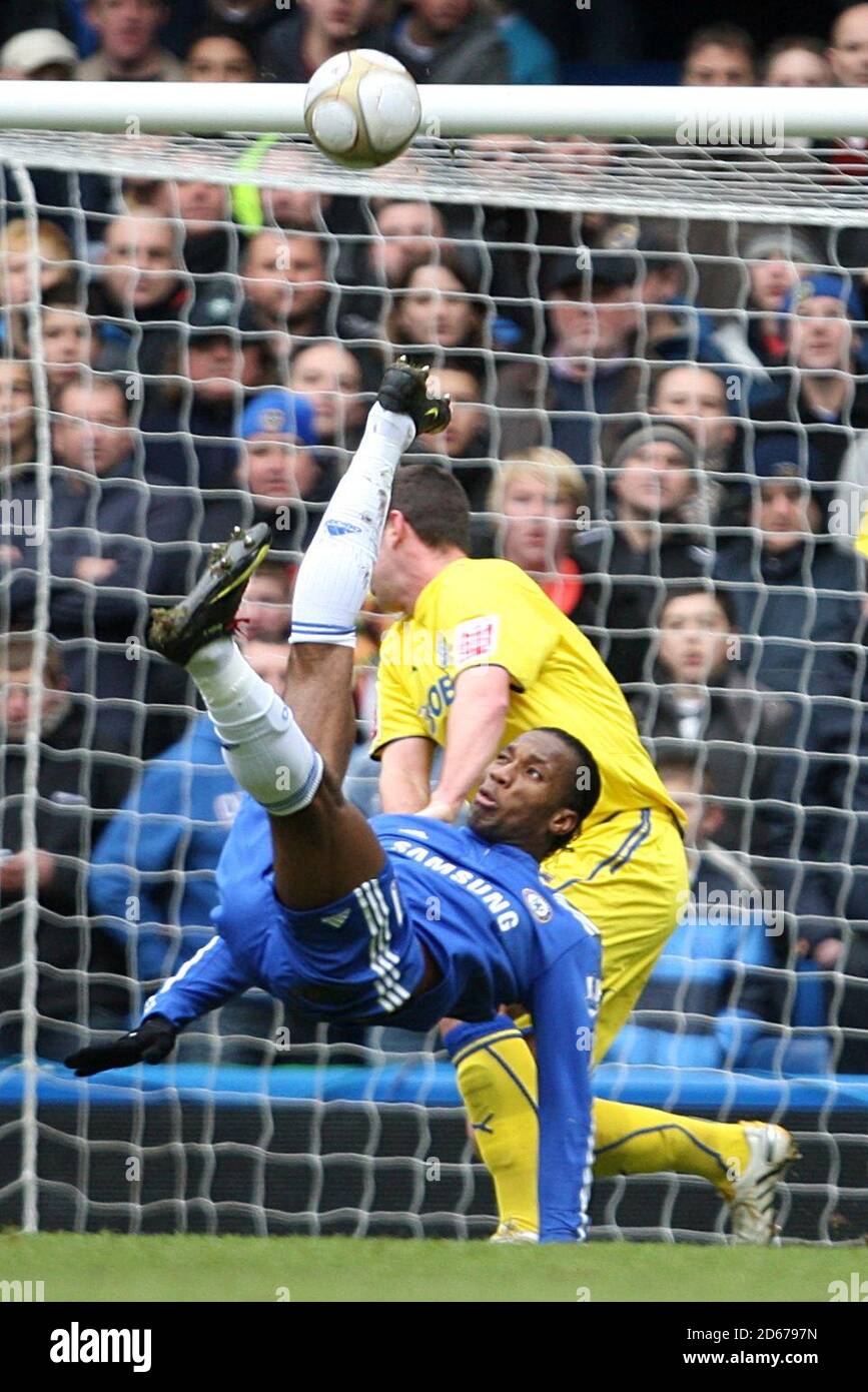 Chelsea's Didier Drogba attempts an overhead kick at goal Stock Photo ...
