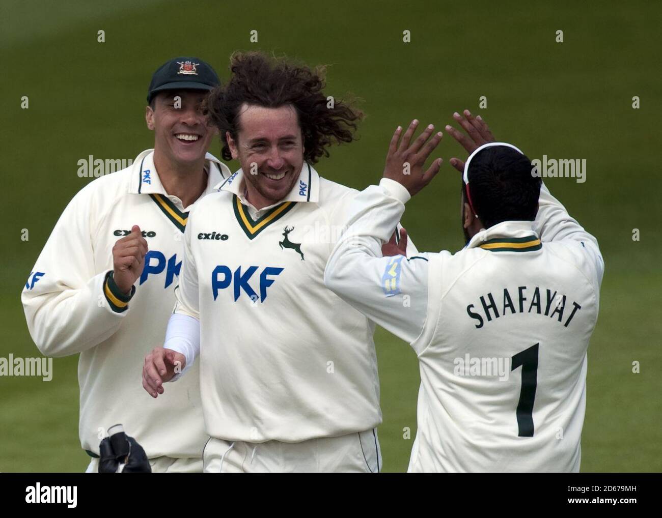 Nottinghamshire's Ryan Sidebottom celebrates taking the wicket of Kent ...