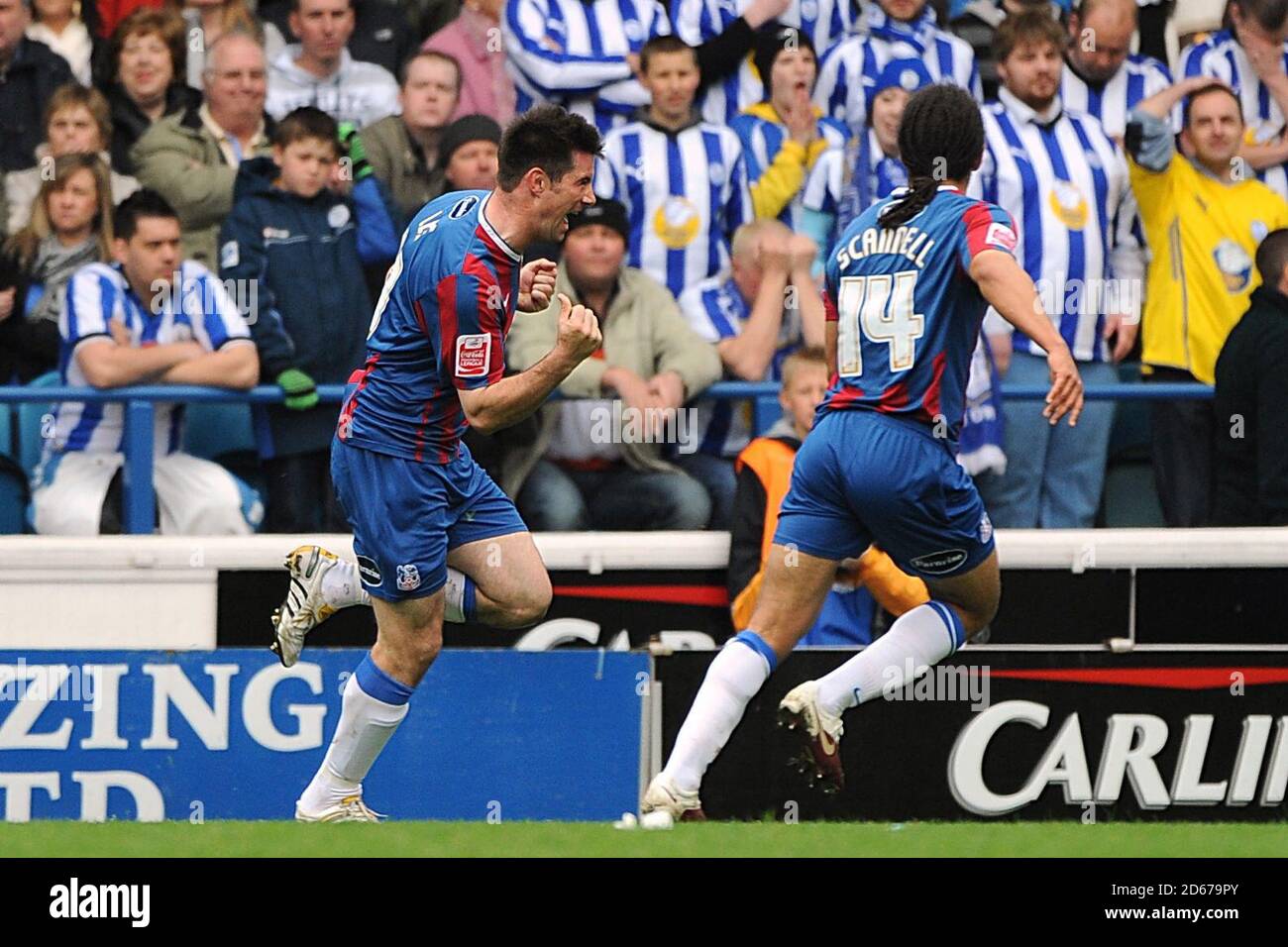 Crystal Palace's Alan Lee (left) celebrates scoring the opening goal ...