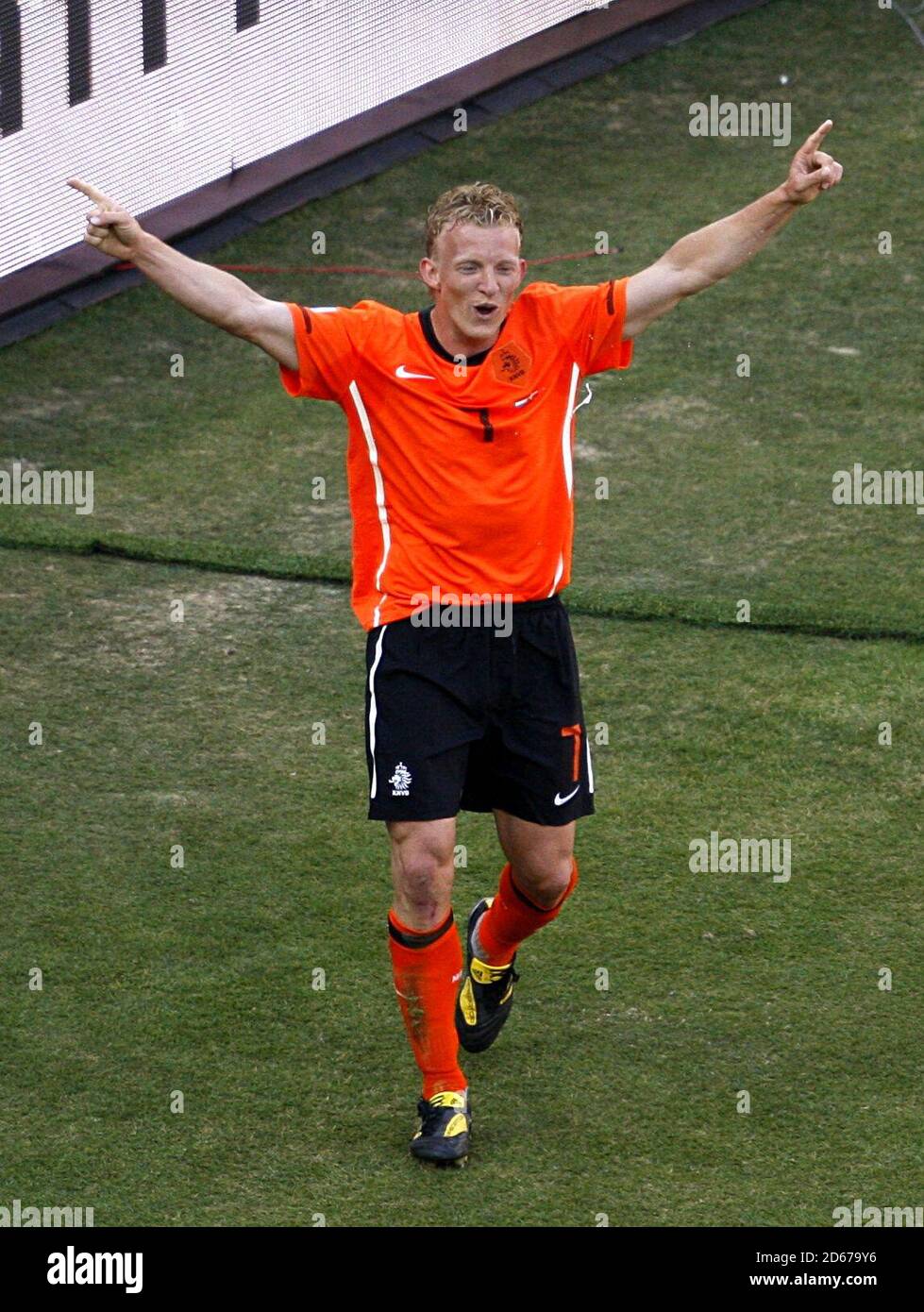 Netherlands' Dirk Kuyt celebrates after scoring his sides second goal ...