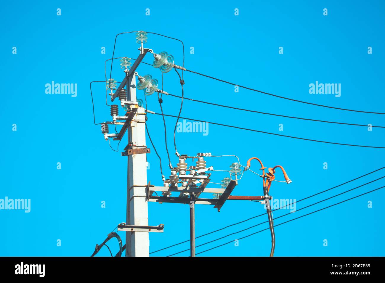 high voltage electrical pole connections Stock Photo - Alamy