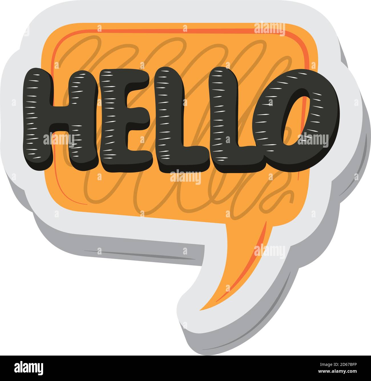 hello talk bubble sticker funny cartoon design vector illustration ...