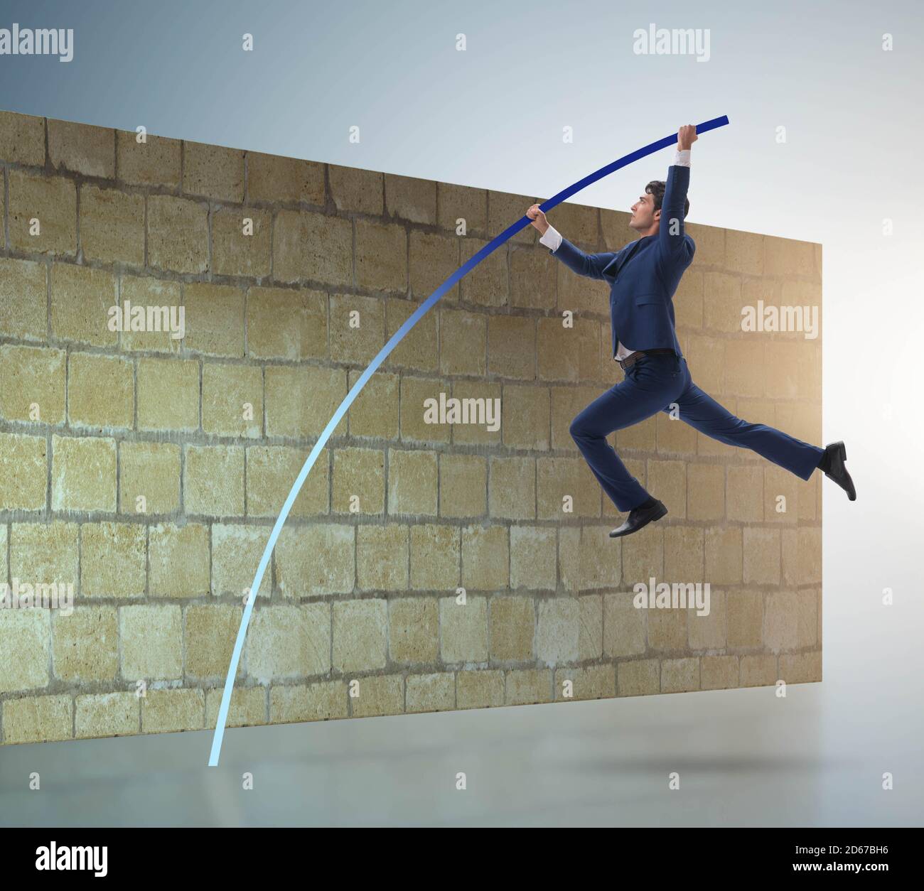 Man jumping over stone wall hi-res stock photography and images - Alamy