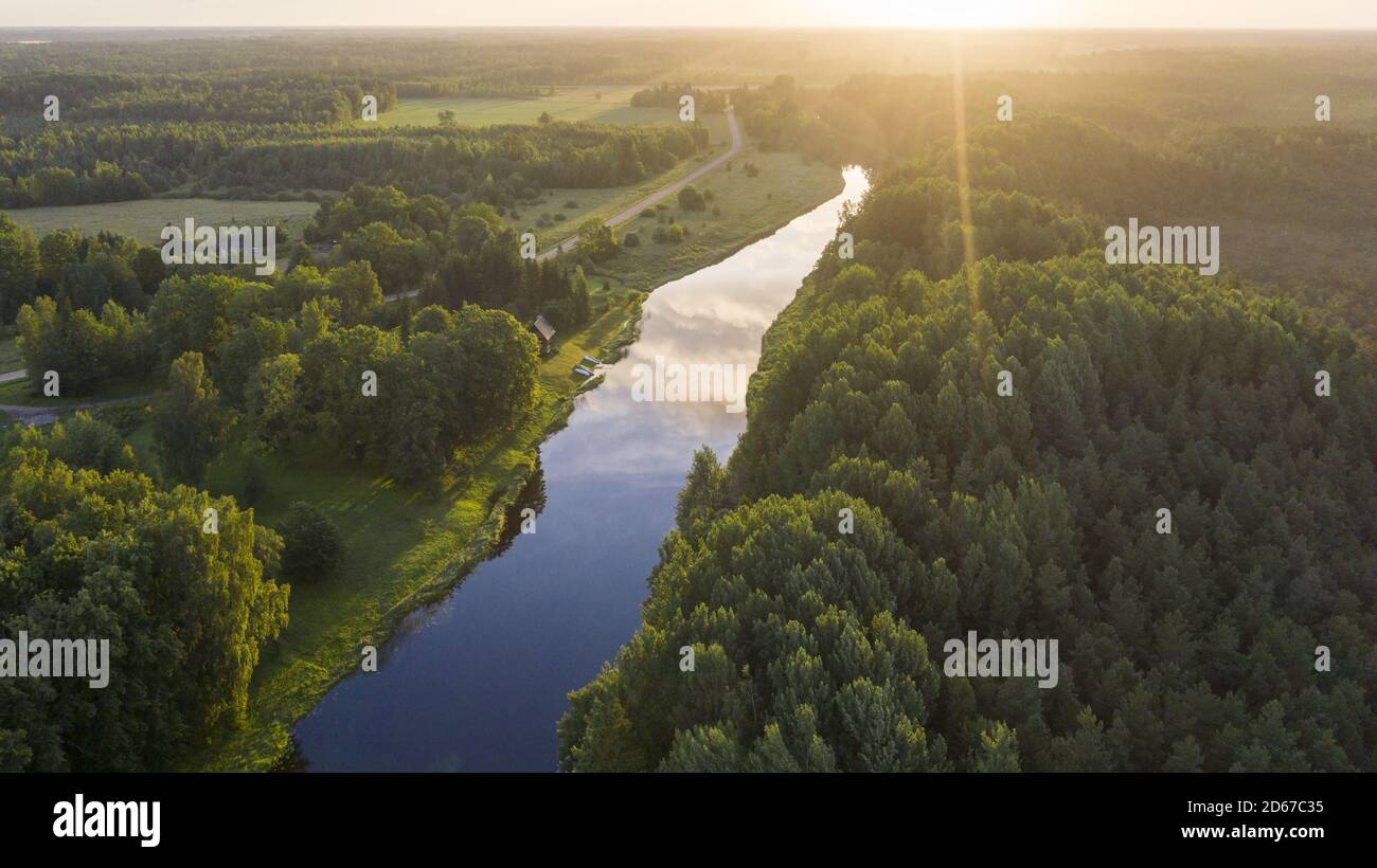 Aerial shot reflective river hi-res stock photography and images - Alamy