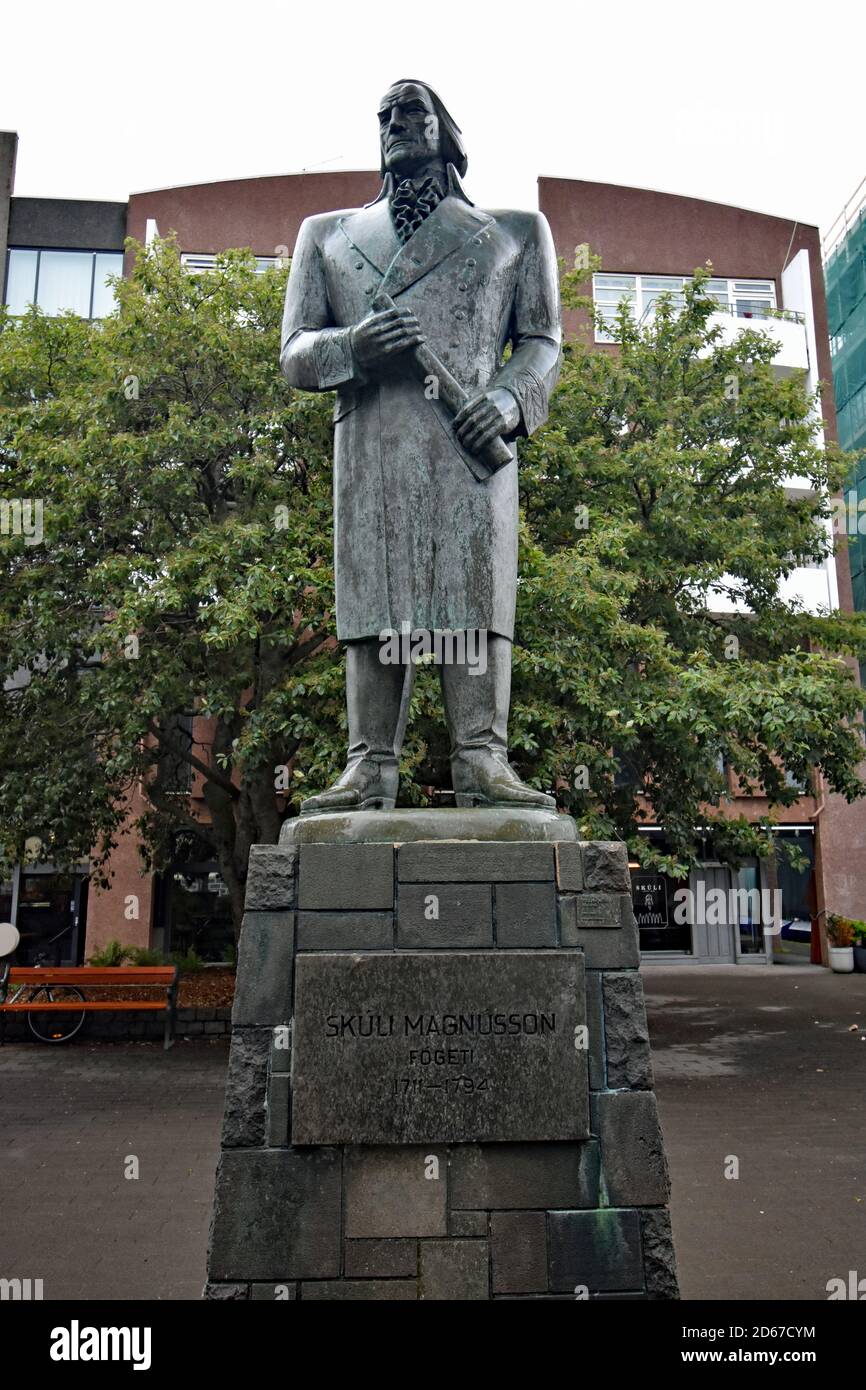 A bronze statue by Gudmundur Einarsson depicting Skuli Magnusson, "The ...