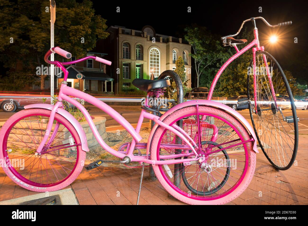 Bicycles on a street at night, Boulder, Colorado Stock Photo - Alamy