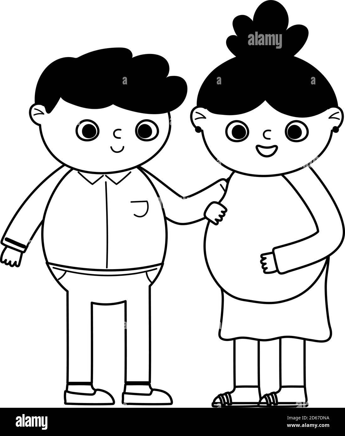 pregnancy and maternity, pregnant woman and father together cartoon ...