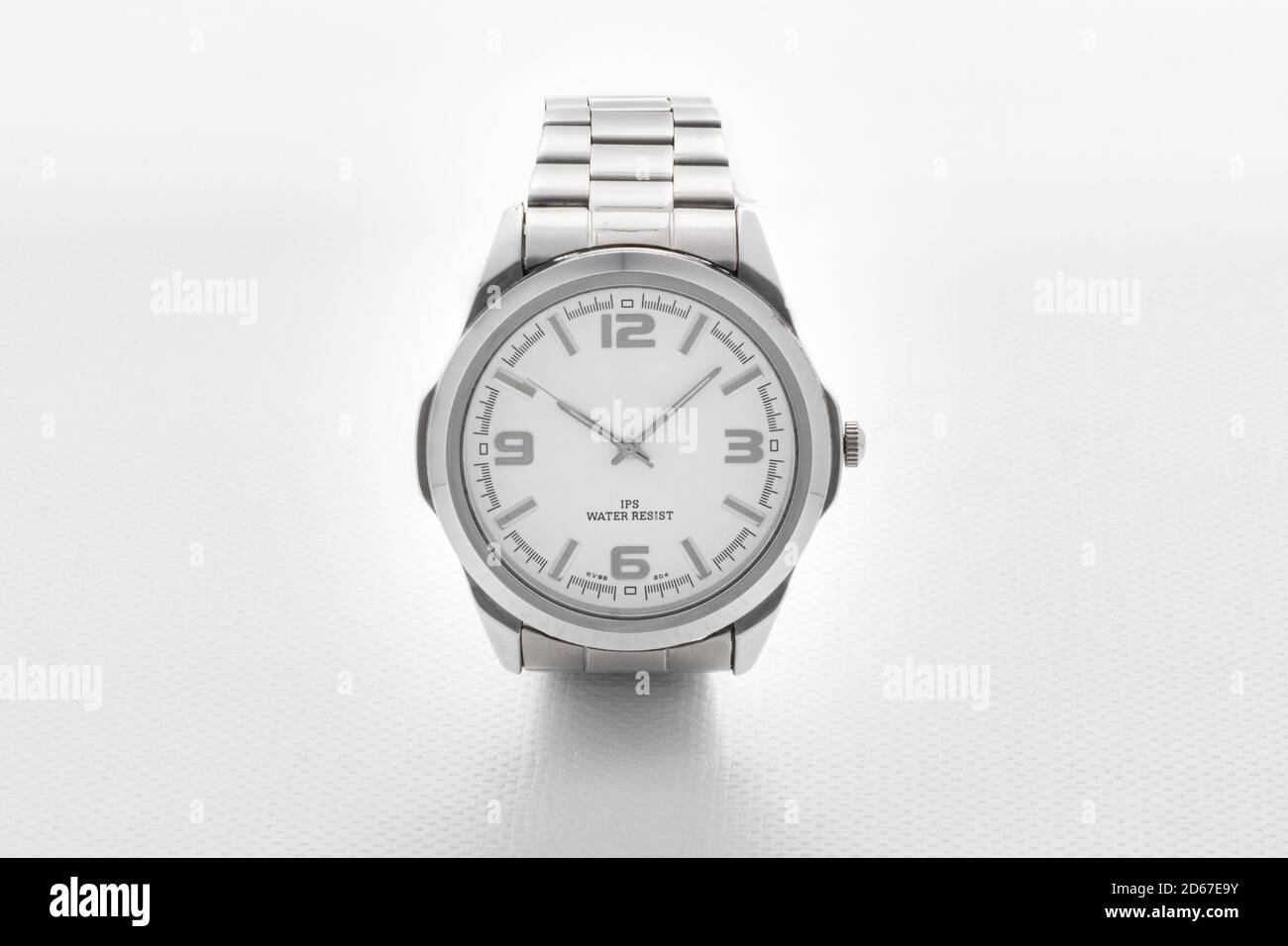 Elegant Classic Silver Wrist Analog Watch on White Background for E ...