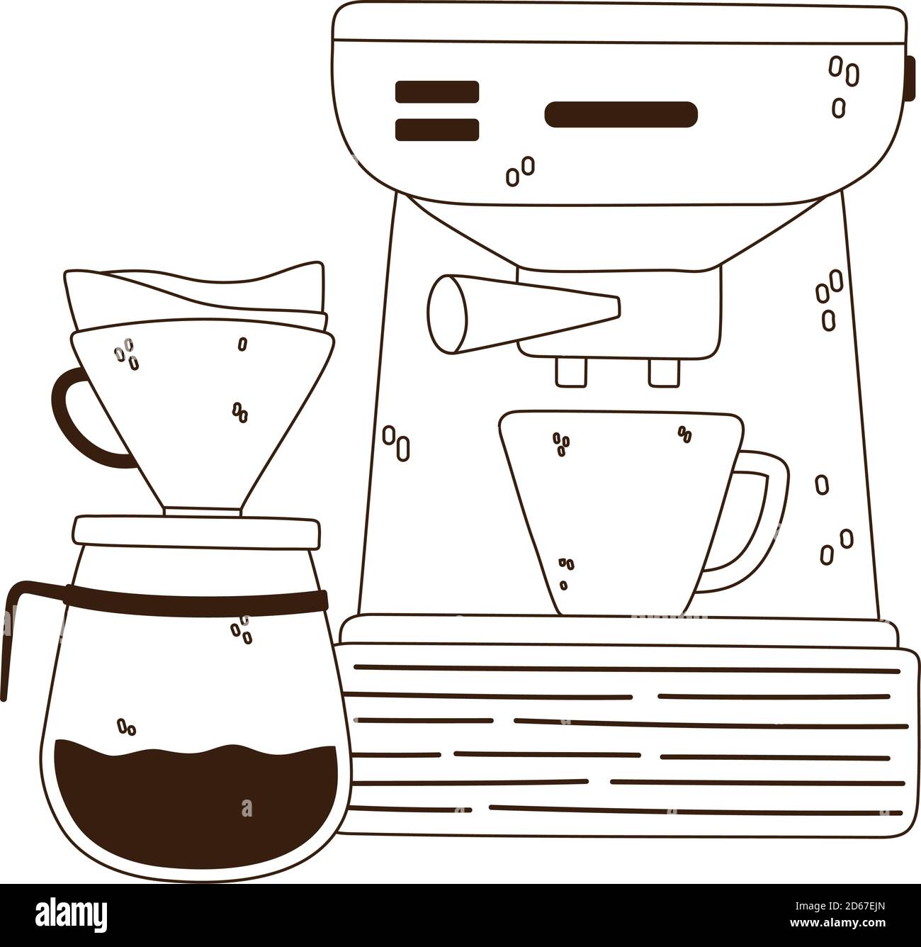 coffee brewing methods, espresso machine and drip vector illustration ...
