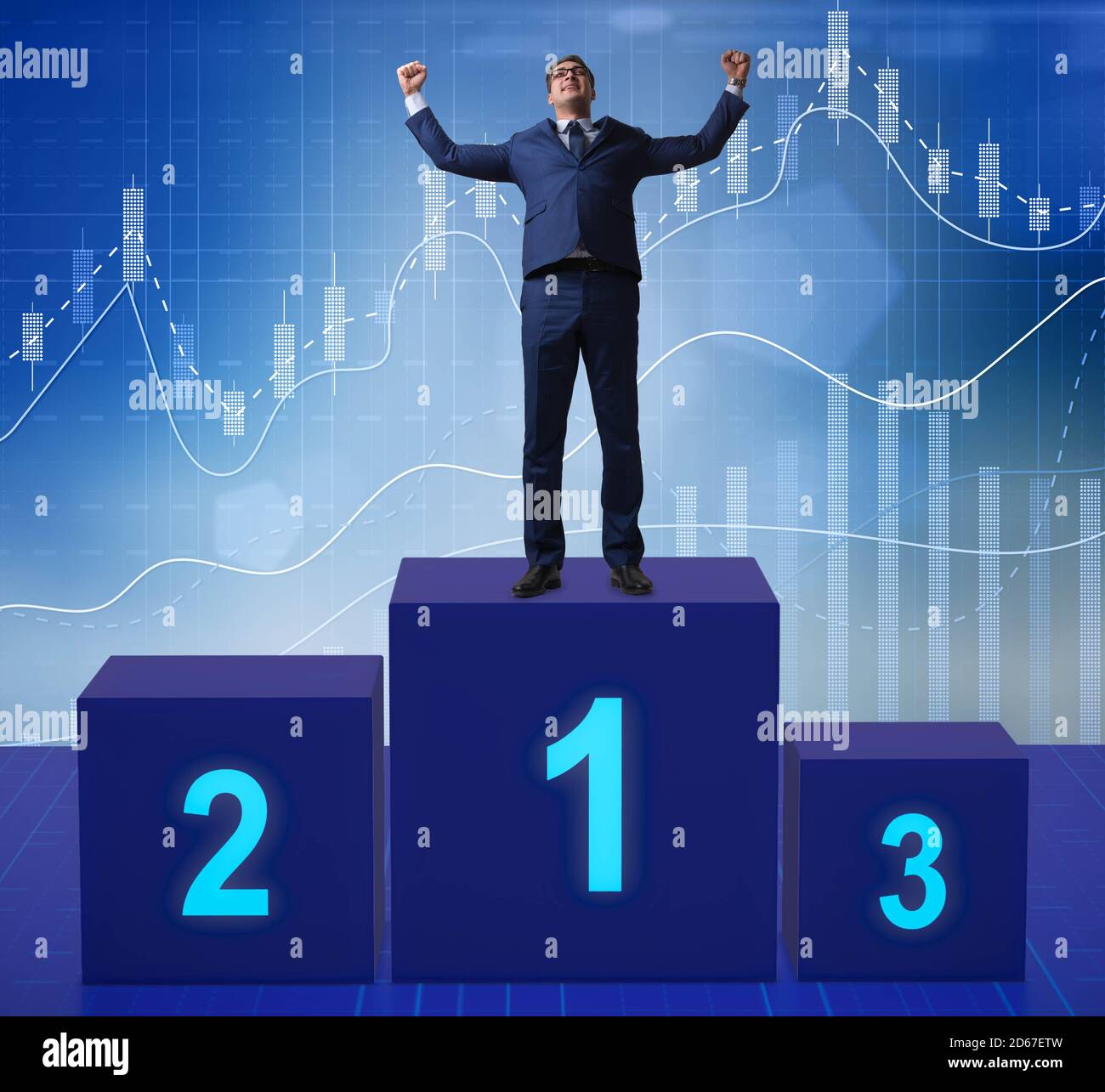 The businessman taking first place in competition Stock Photo - Alamy