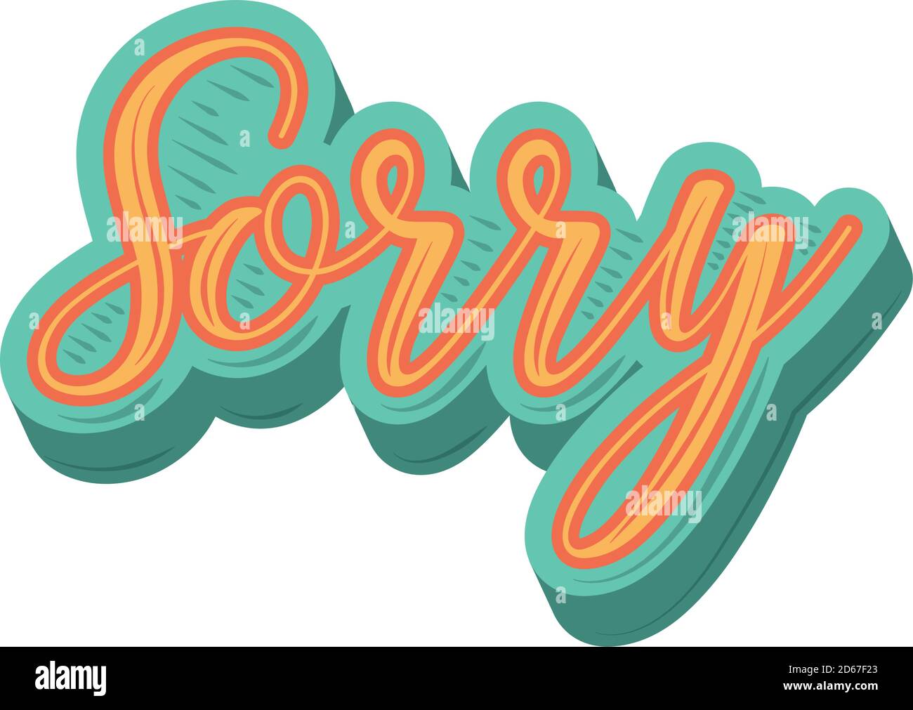 sorry letters sticker funny cartoon design vector illustration vector ...