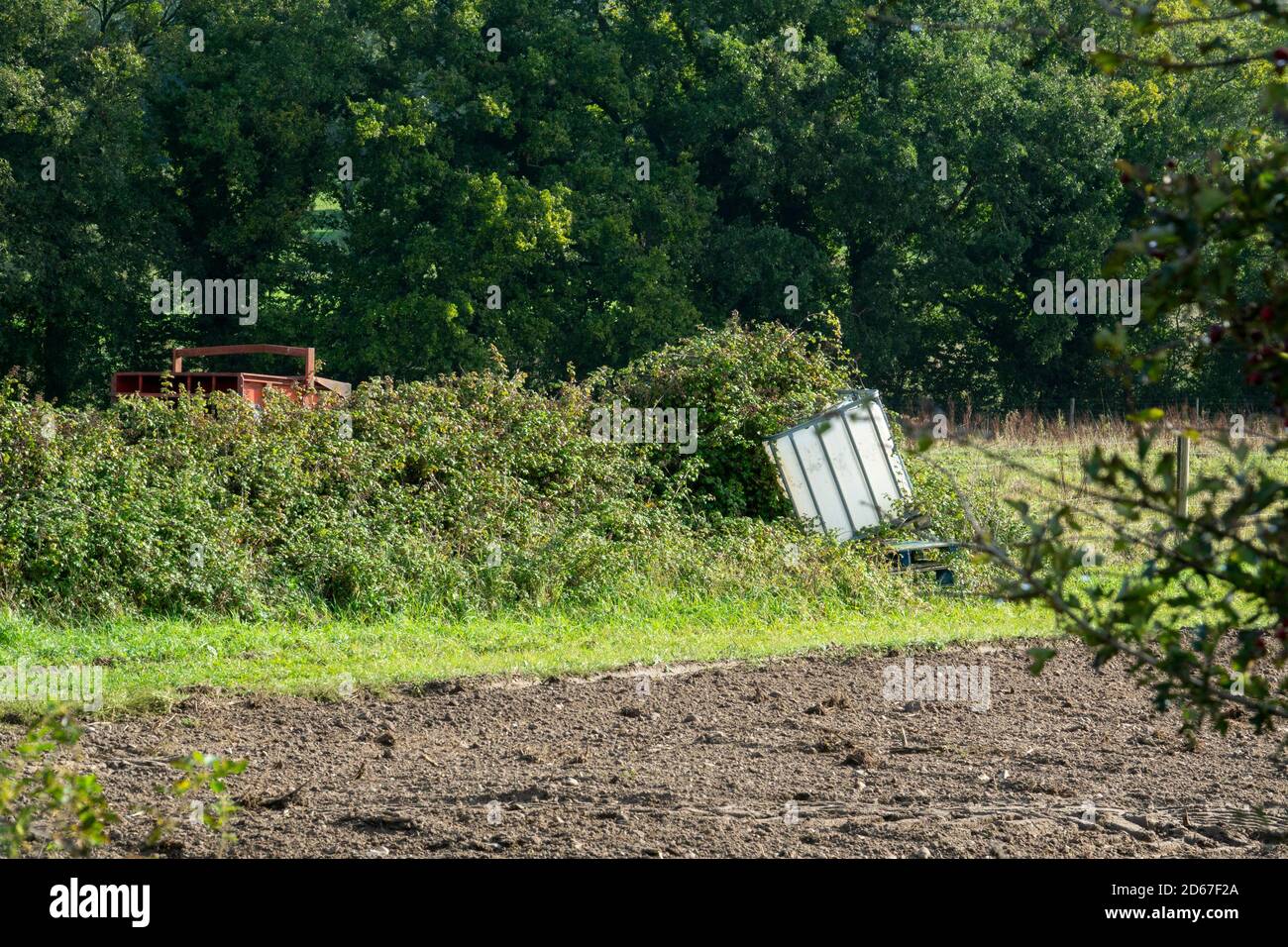 Plastic water tank in field norfolk Stock Photo - Alamy