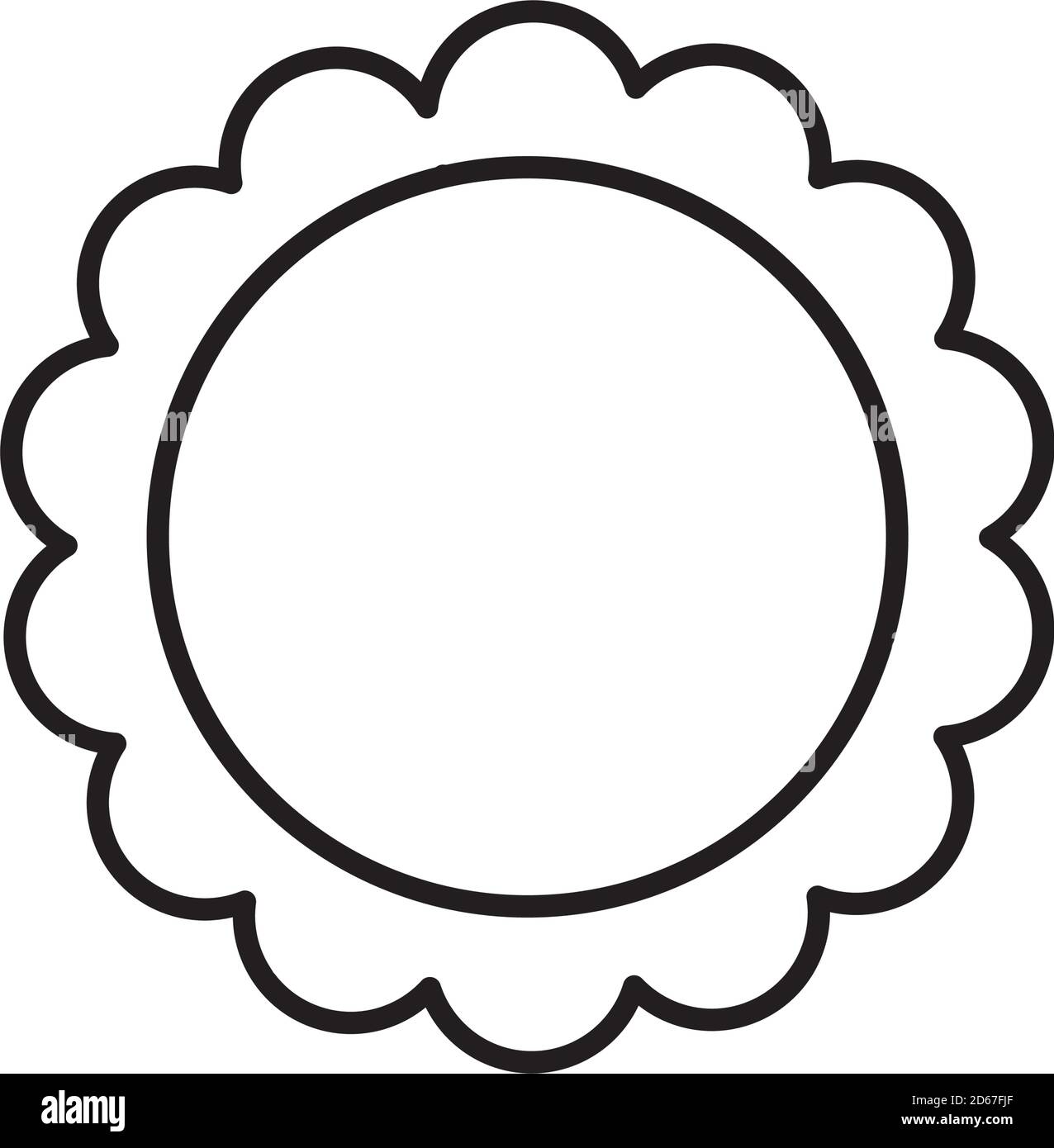 round flower icon over white background, line style, vector ...