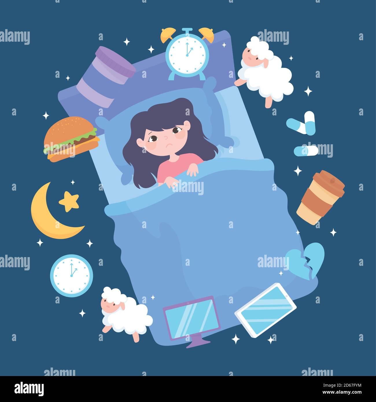 insomnia, girl sleep disorder, causes heavy meal medicine caffeine ...