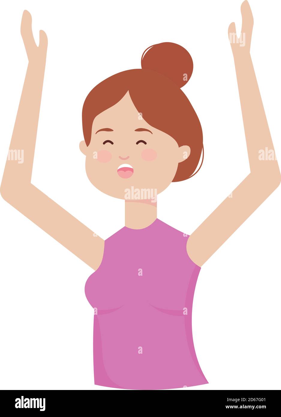 cartoon happy woman singing icon over white background, flat style ...