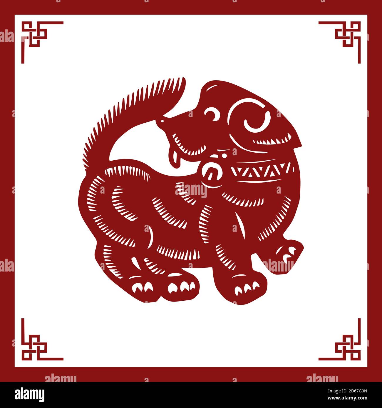 The Classic Chinese Papercutting Style Illustration, A Cartoon Dog, The ...