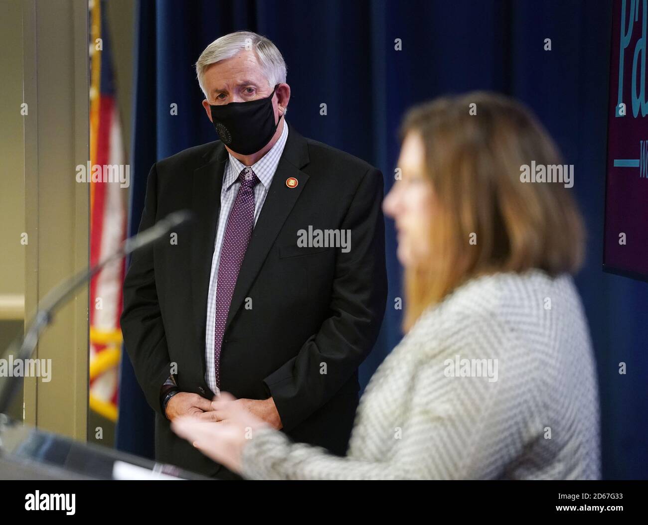 St. Louis, United States. 14th Oct, 2020. Missouri Governor Mike Parson ...
