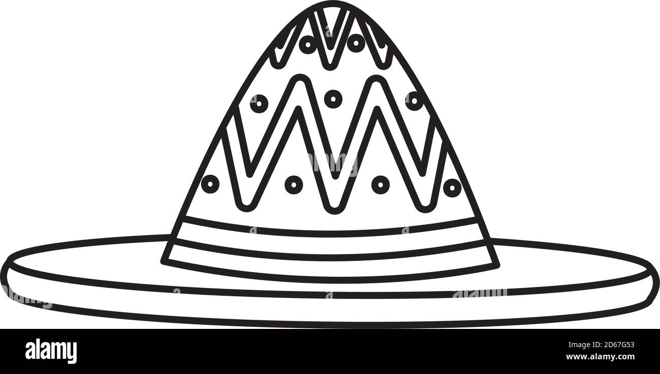 mexican hat icon over white background, line style, vector illustration ...