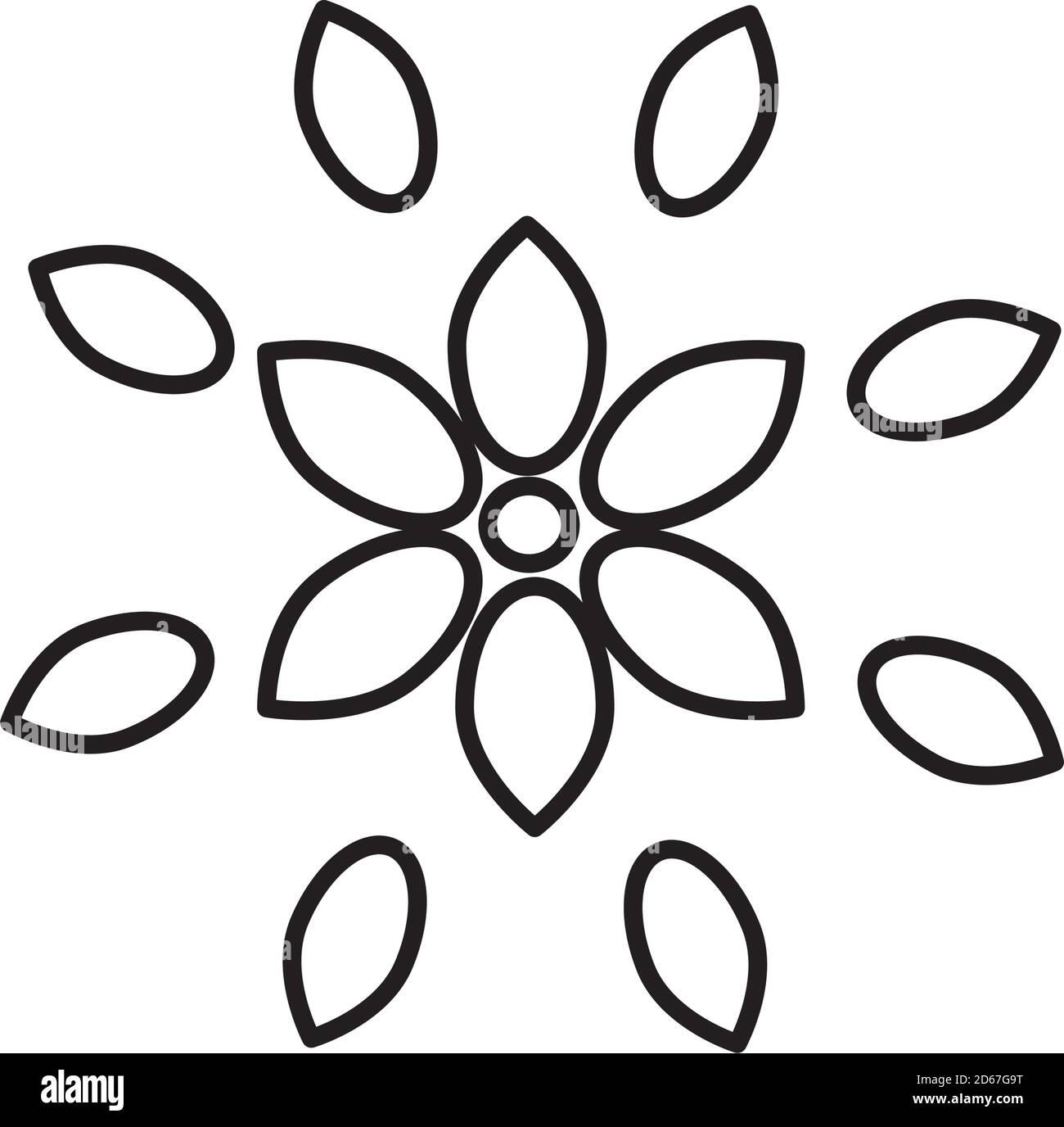 rangoli flower icon over white background, line style, vector ...
