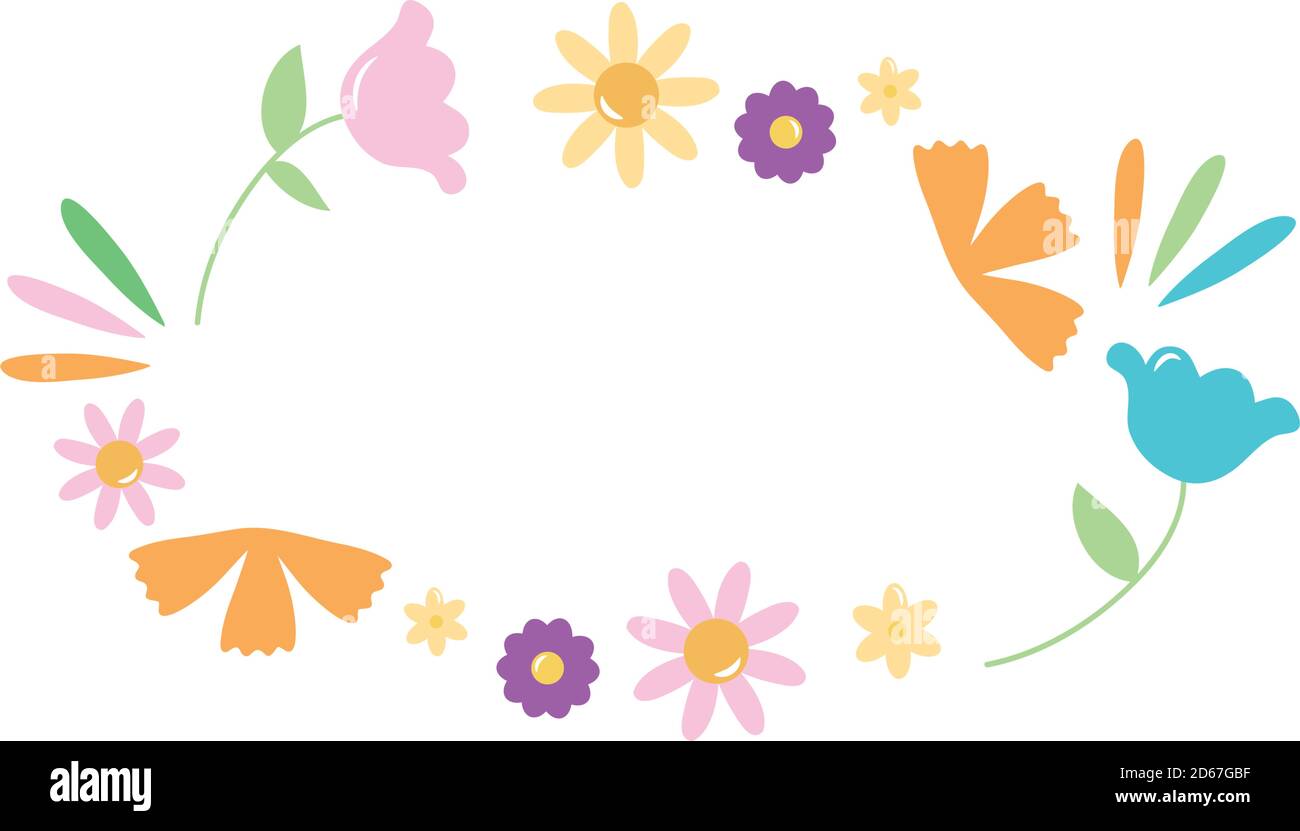 decorative ornament with beautiful flowers in circle shape over white ...