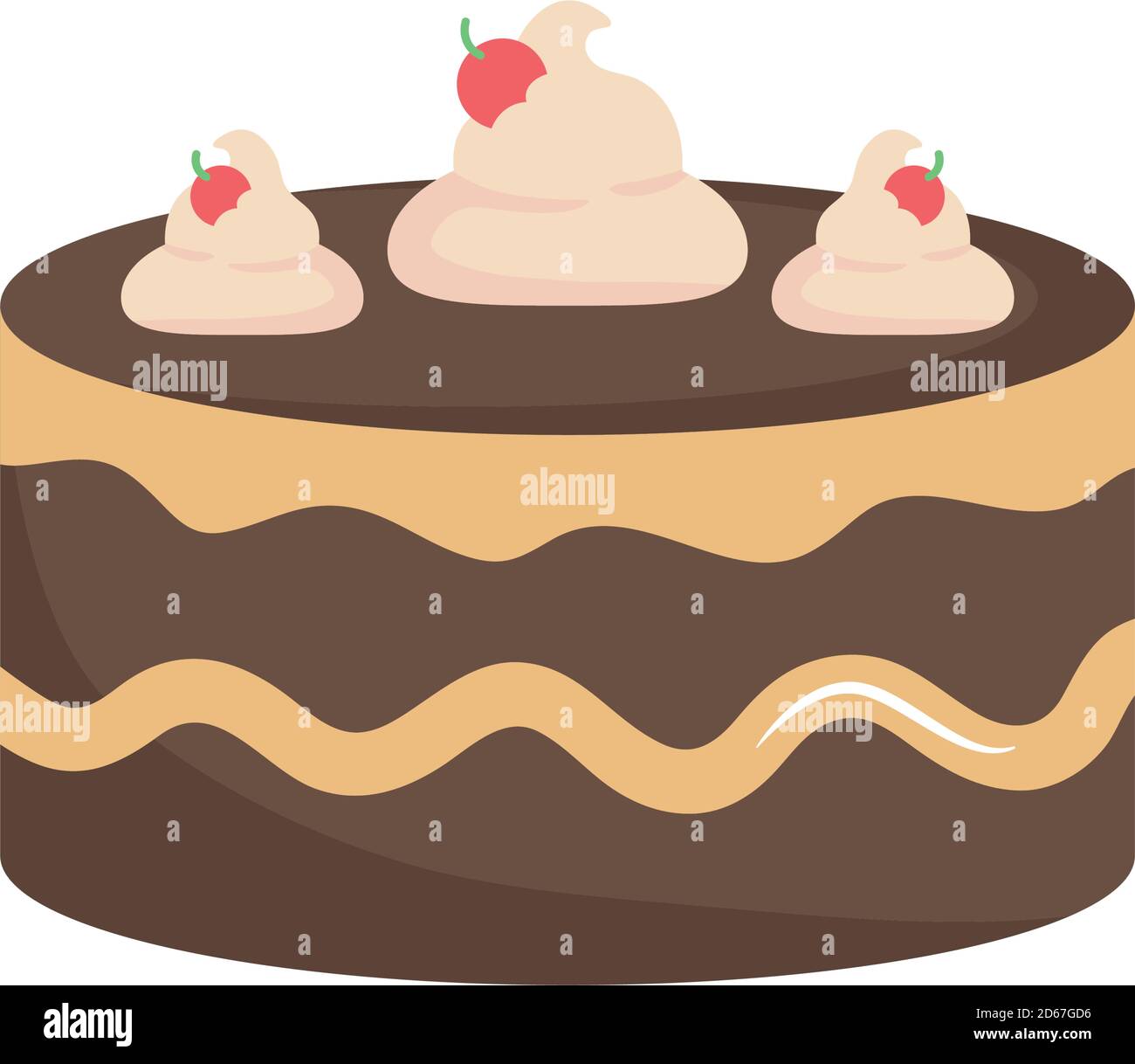 chocolate cake icon over white background, flat style, vector ...