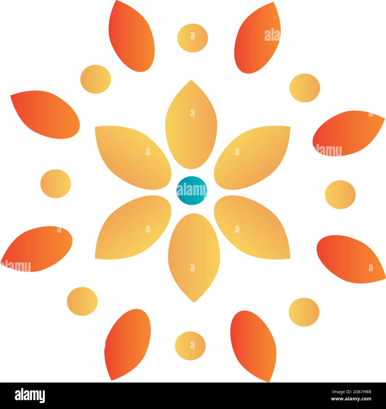 orange and yellow rangoli over white background, flat style, vector ...